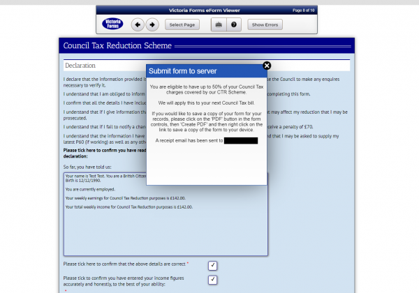 Simplified Council Tax Reduction Application Processing – Victoria Forms